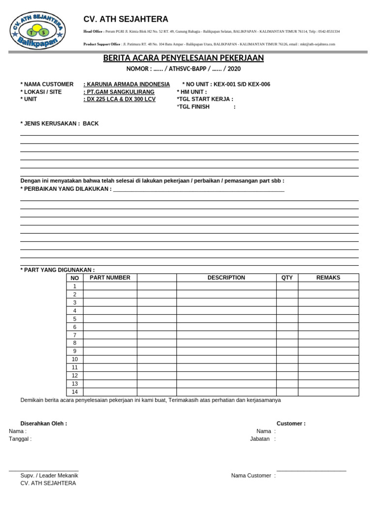 Form Bapp Mekanik | PDF