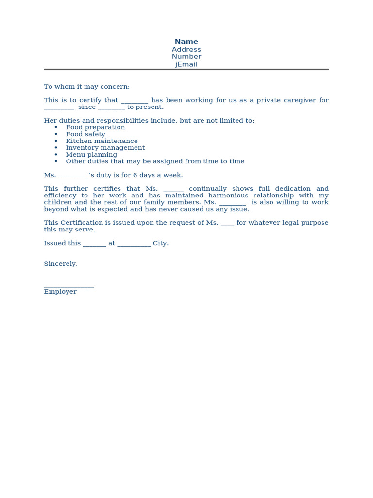 CERTIFICATE OF EMPLOYMENT - Cook | PDF