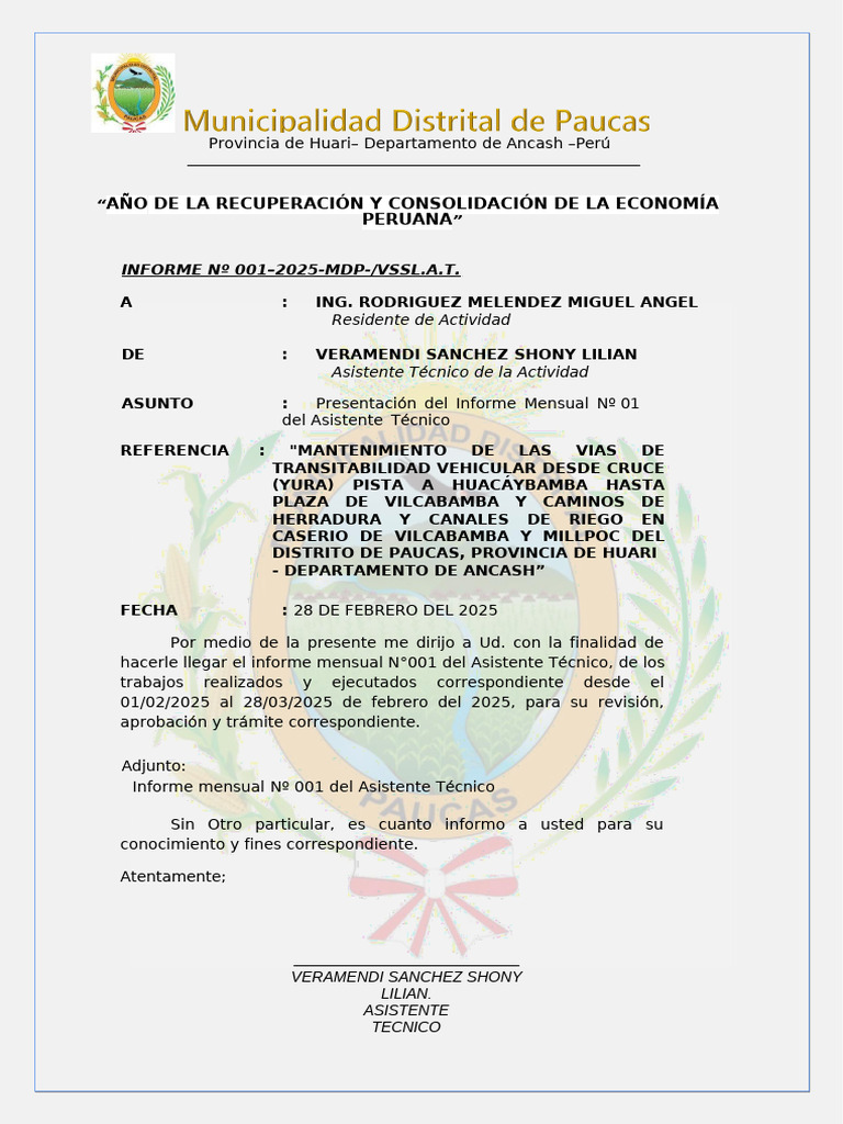 Informe - Asistente Shony Original | PDF | Riego | Administracion del Agua