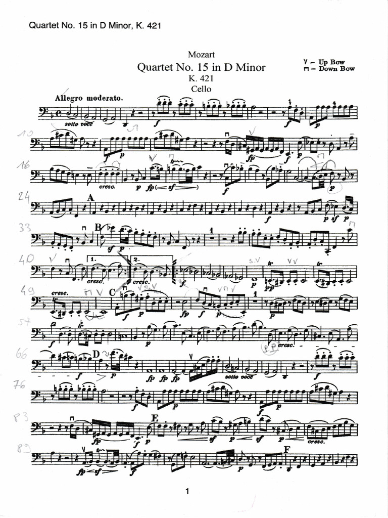 Mozart Quatuor N15 Cello | PDF