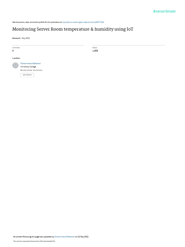 Monitoring Server Room Temperature Humidity Using Iot Pdf Computer Network Internet Of Things