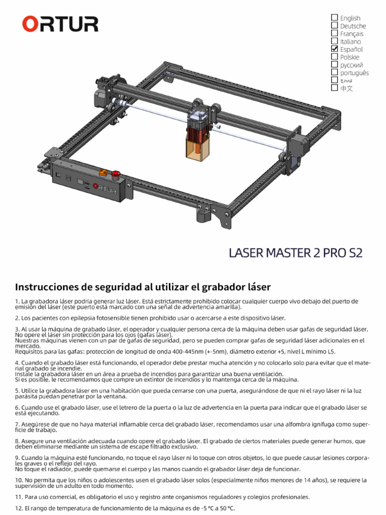 Ortur Laser Mater 2 PRO S2 Assembly Manual ES | PDF