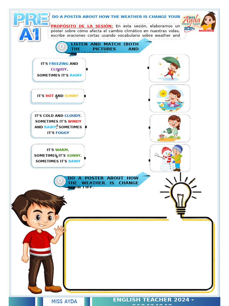 Ficha 03 - Sem 01 - Jec - Prea1 - Do A Poster About How The Weather Is Change Your Life | PDF ...