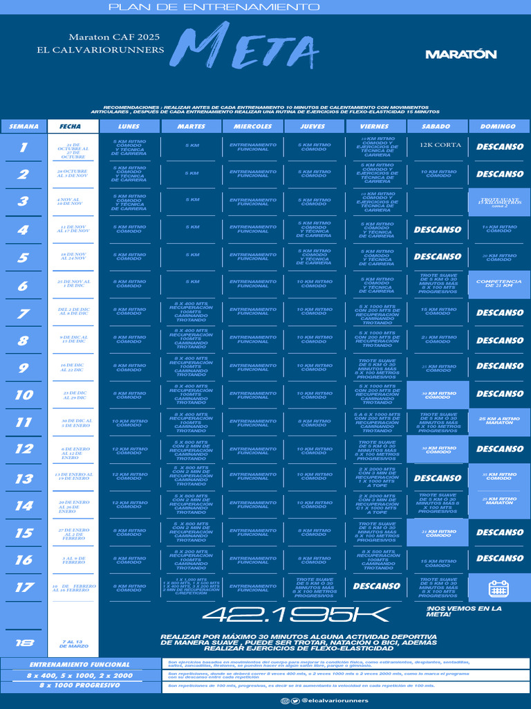 PLAN MARATON 2025 42K Calvario | PDF | Corriendo