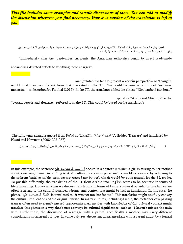 Chapter 3 Examples With Discussions | PDF | Palestine Liberation Organization | Translations
