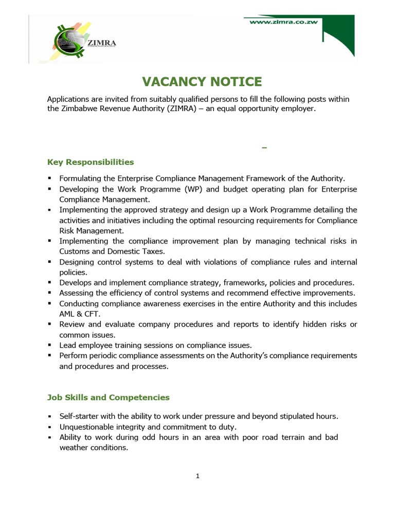 VACANCY NOTICE Advert Risk and Border Surveillance | PDF | Regulatory ...