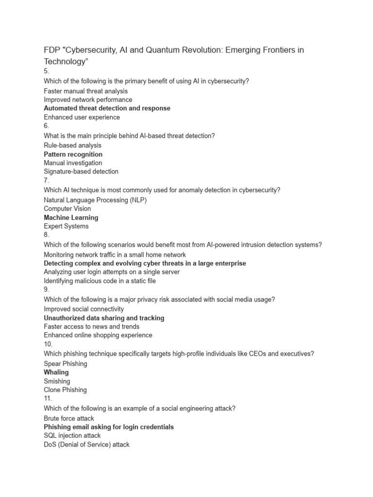 FDP Cybersecurity, AI and Quantum Revolution_ Emerging Frontiers in Technology (1) | PDF ...