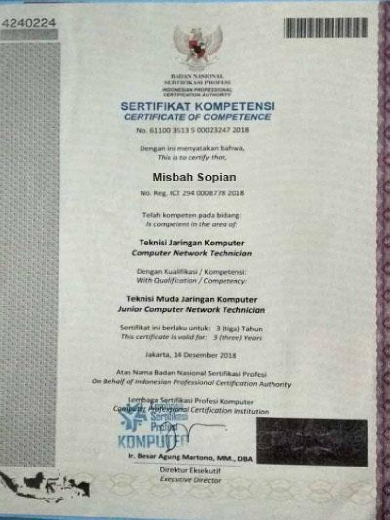 Sertifikat LSP | PDF