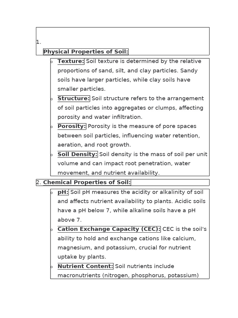 Soil Properties: Physical & Chemical Insights | PDF | Soil | Organic Matter