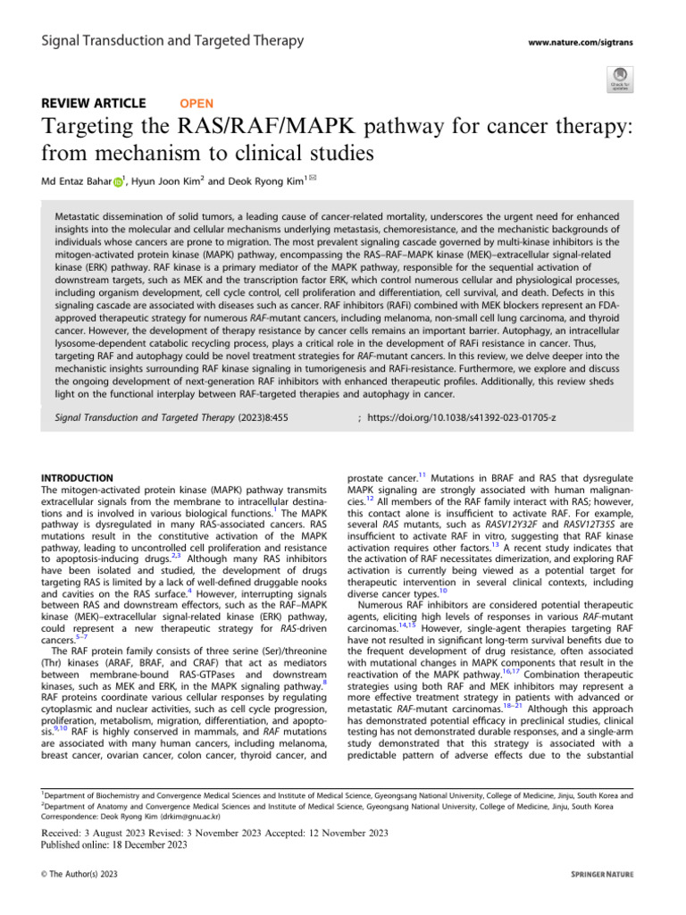 Targeting The RAS RAFMAPK Pathway For Cancer Therapy | PDF | Mitogen Activated Protein Kinase ...