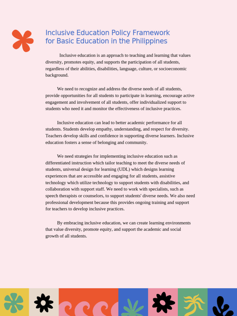 Inclusive Education Policy Framework | PDF