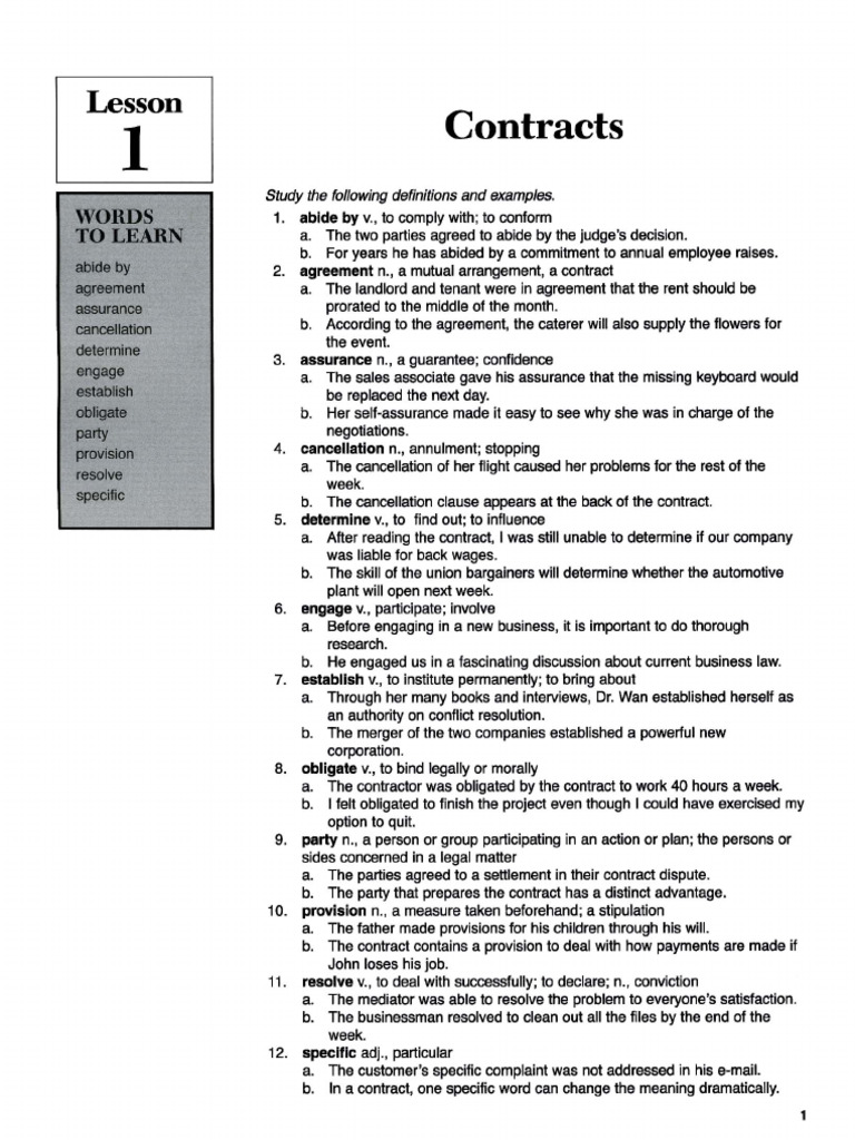 Vocabulary 01 - Contracts | PDF