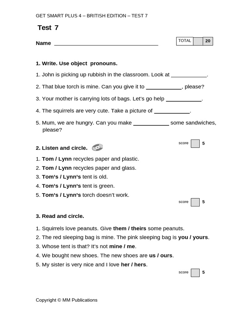 Get Smart Plus 4 Test 7 Answers | PDF