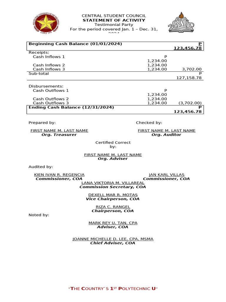 Statement of Activity Format | PDF