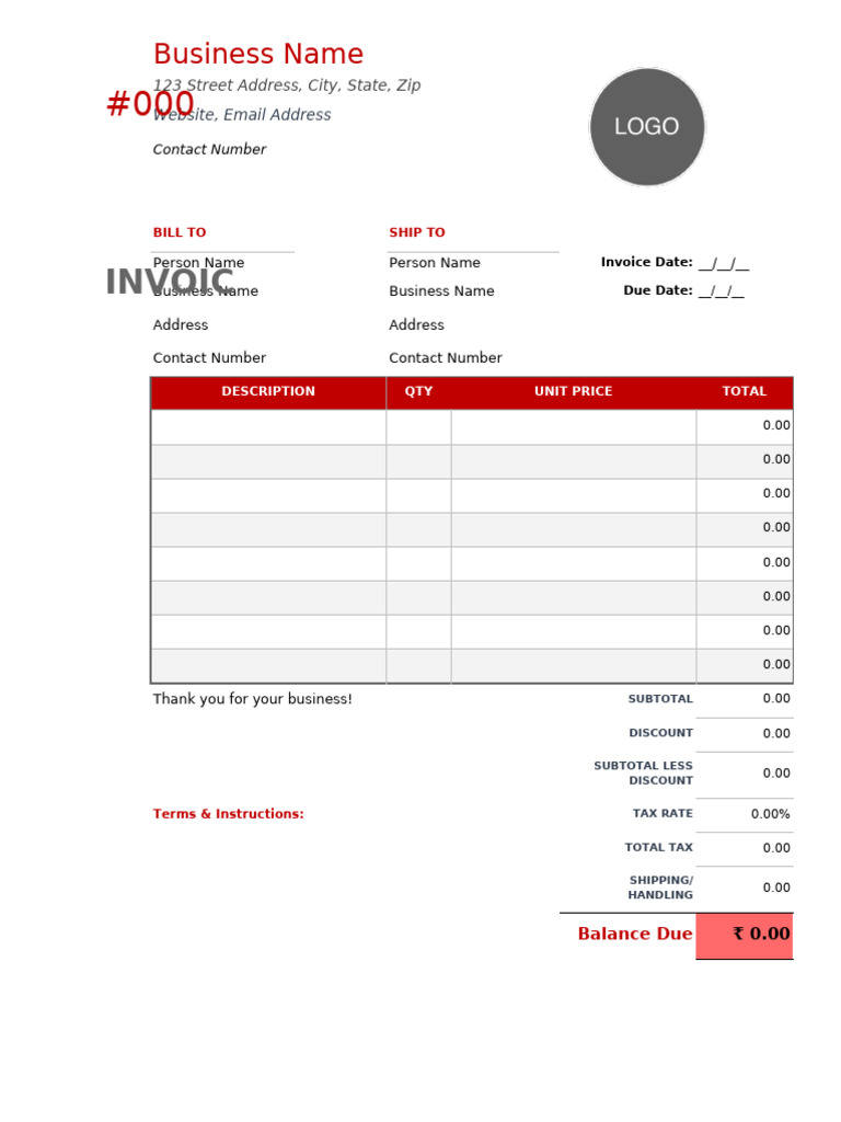 Invoice Format Word 01 | PDF