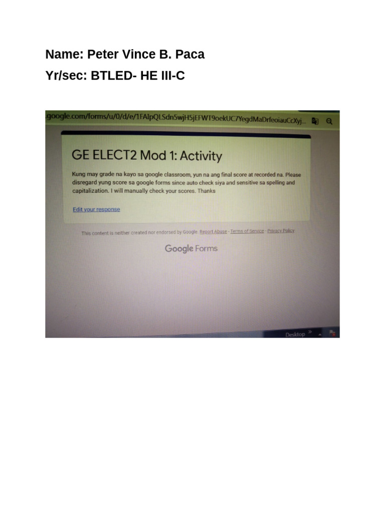 GE ELECT 2 LIVING IN THE IT ERA (Module 1 Activity) | PDF