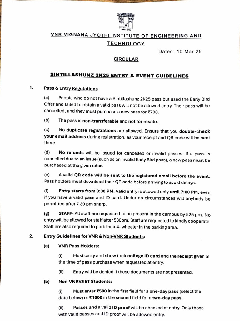 Circular For Entry and Exit | PDF | Identity Document