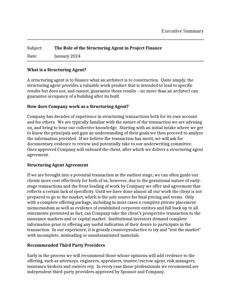 5 The Role of The Structuring Agent in Project Finance | PDF | Project ...