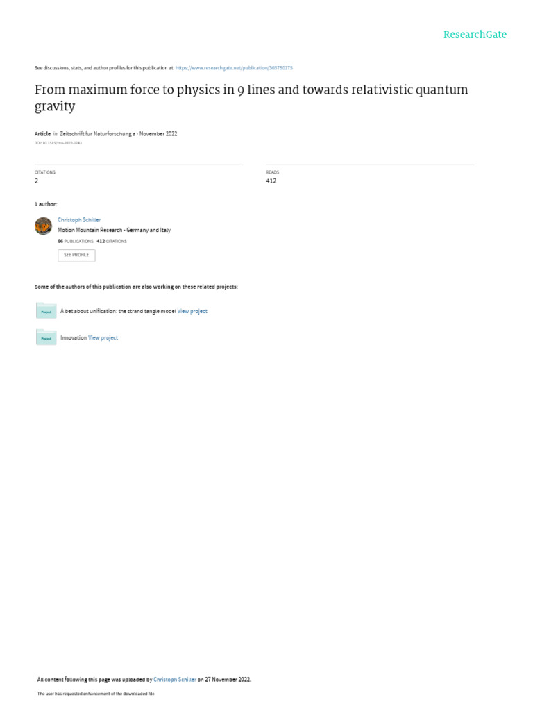 MM - From maximum force to physics in 9 lines and towards relativistic ...