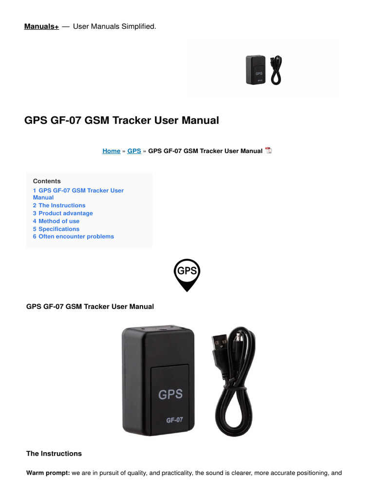 Gps GF 07 GSM Tracker User Manual | PDF | Telephone | Global ...