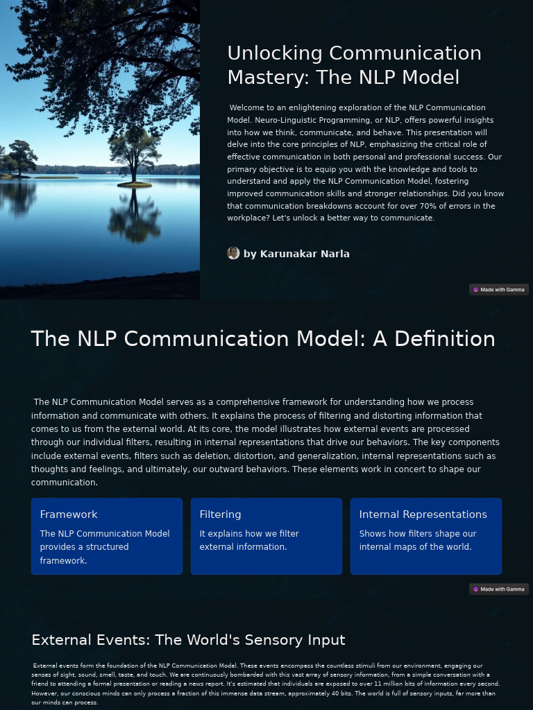 Unlocking Communication Mastery The Nlp Model Pdf Emotions Perception