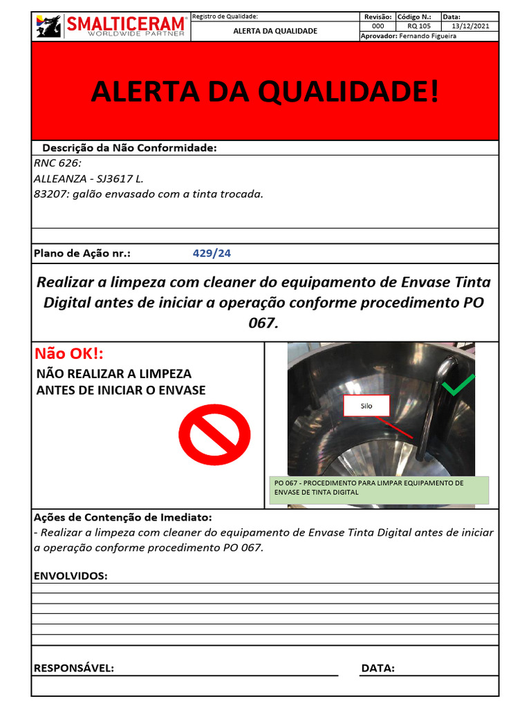 RQ 105 - ALERTA DA QUALIDADE | PDF