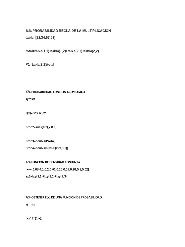 Comandos Matlab | PDF