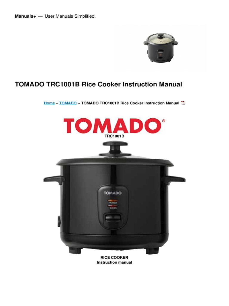 trc1001b-rice-cooker-manual | PDF | Kitchen Stove | Ac Power Plugs And ...
