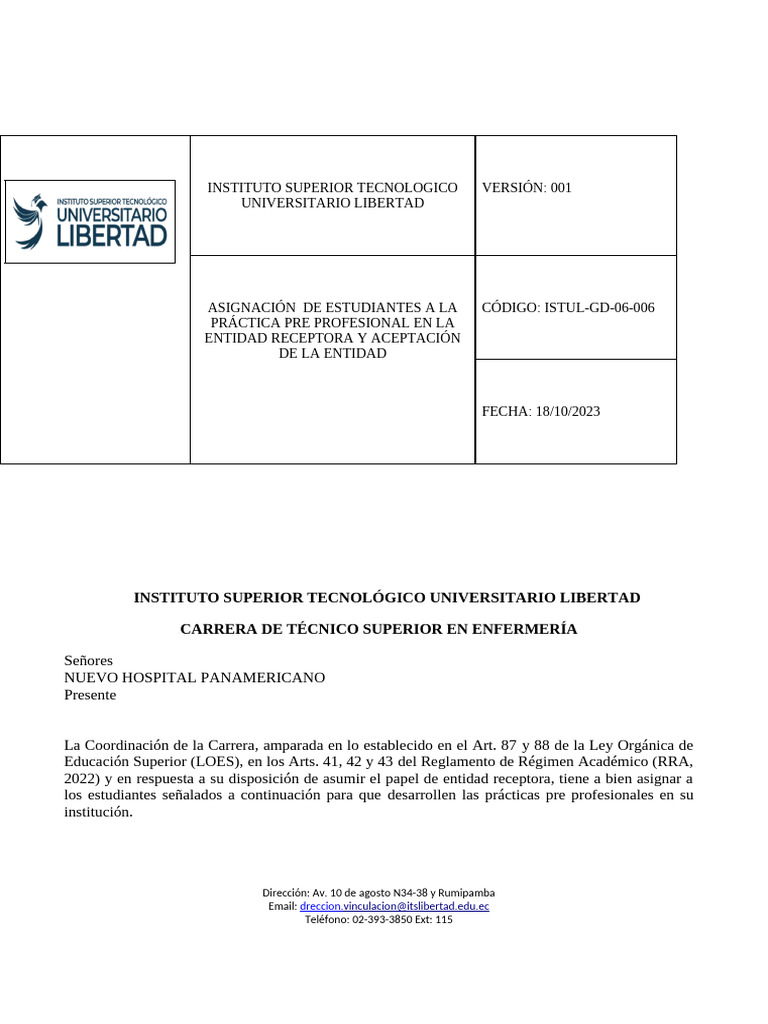 ISTUL-GD-06 Formato 006 AL ESTUDIANTE-L | PDF