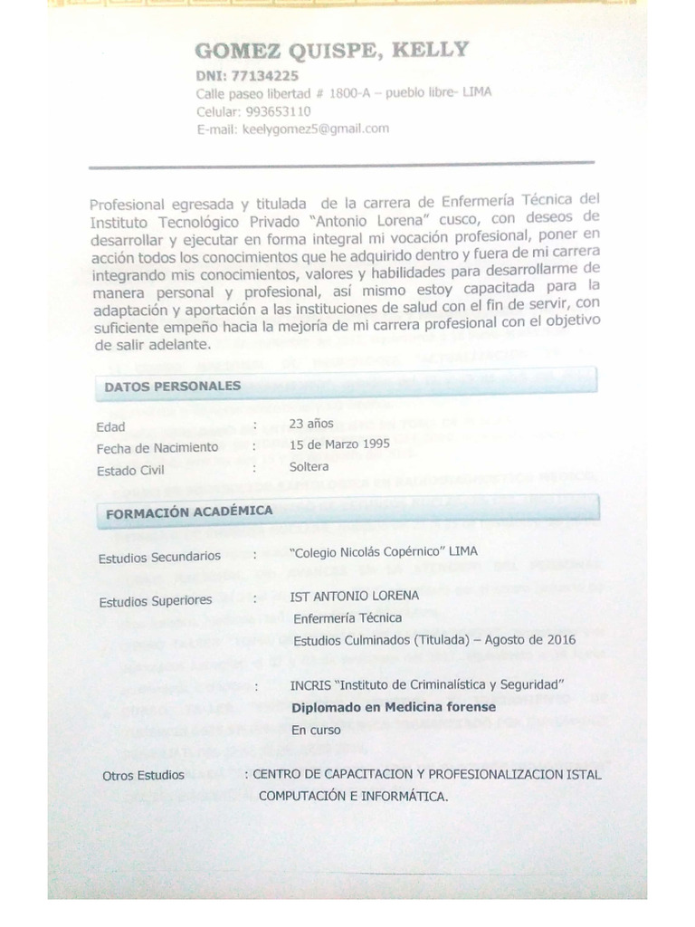 CV Kelly Completo | PDF