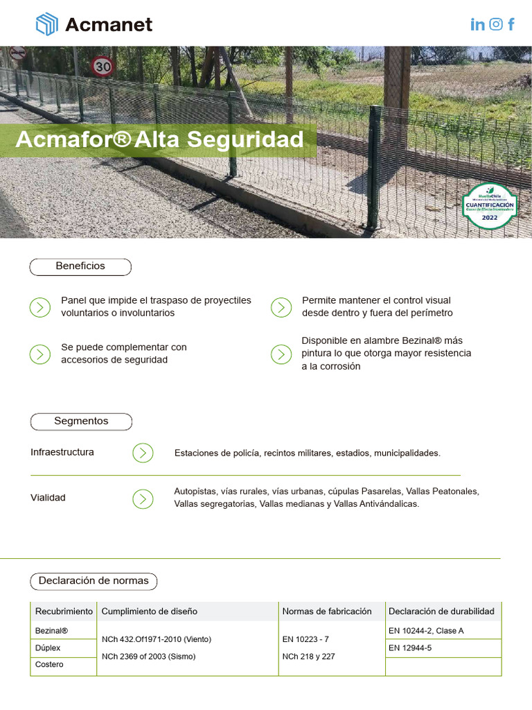 Acmanet Ficha 01 Producto 01 Acmafor 03 Alta Seguridad 2024 v2 | PDF | Materiales