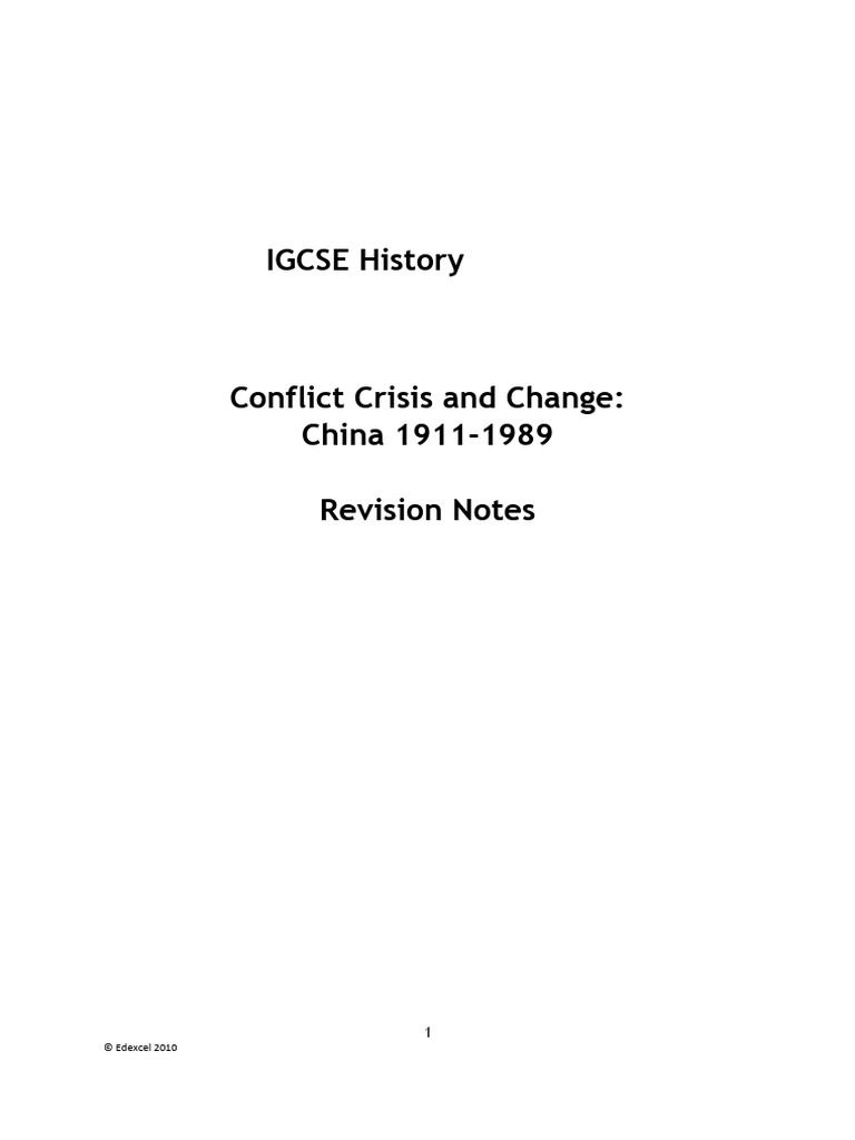 Edexcel - Revision Notes China 1911-89 | PDF | Chinese Civil War | Mao ...
