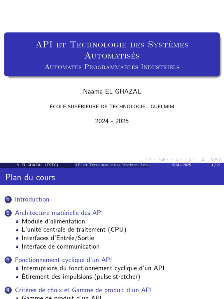 Cours sur les Automates Programmables | PDF | Automate programmable ...