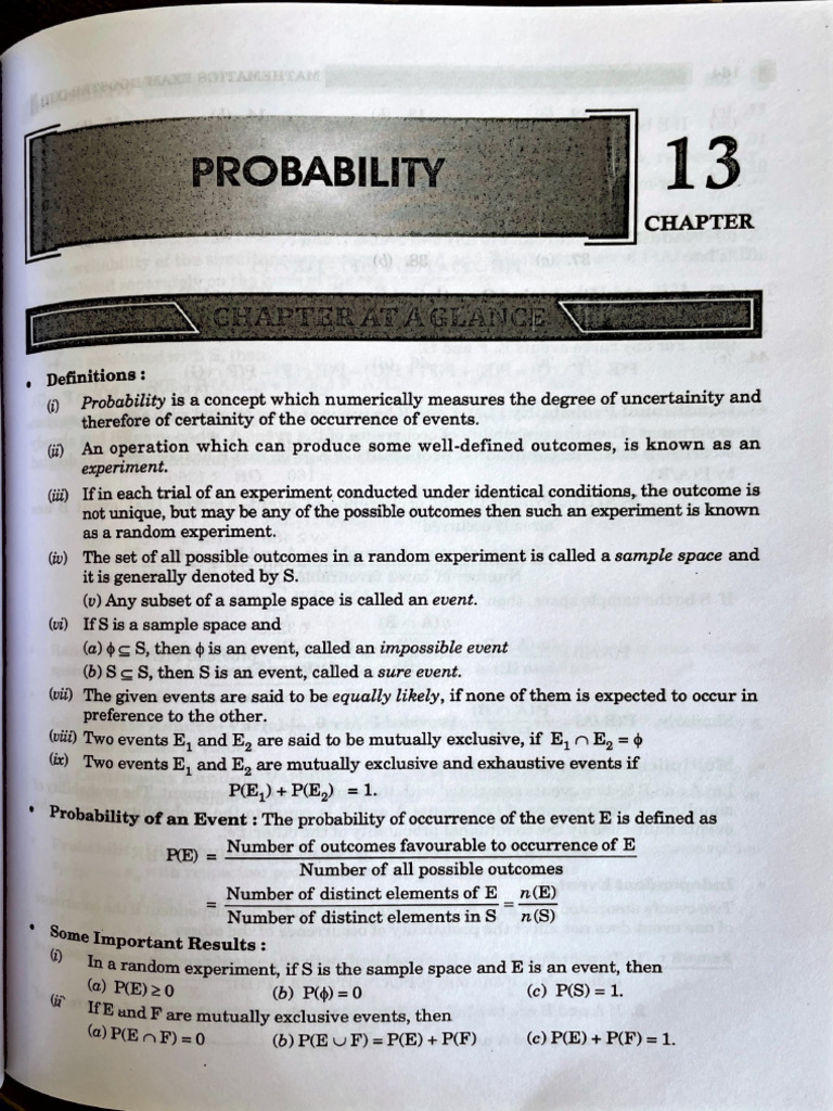 Probability Class 12 PYQ’s | PDF | Random Variable | Experiment