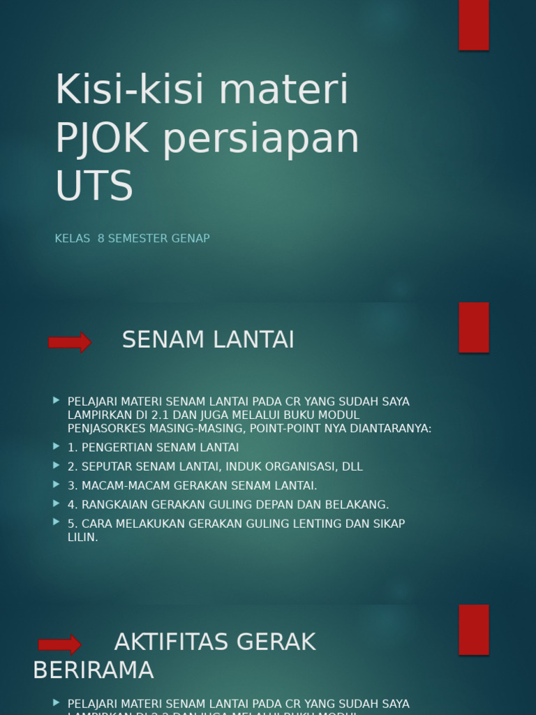 Kisi-Kisi Materi PJOK Persiapan UTS Kelas 8 | PDF