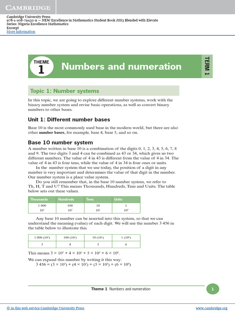 Understanding Number Systems in JSS3 | PDF | Mathematical Notation ...