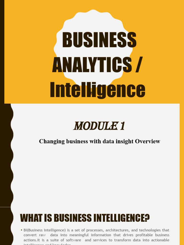 Business Intelligence - Notes | PDF | Business Intelligence | Analytics
