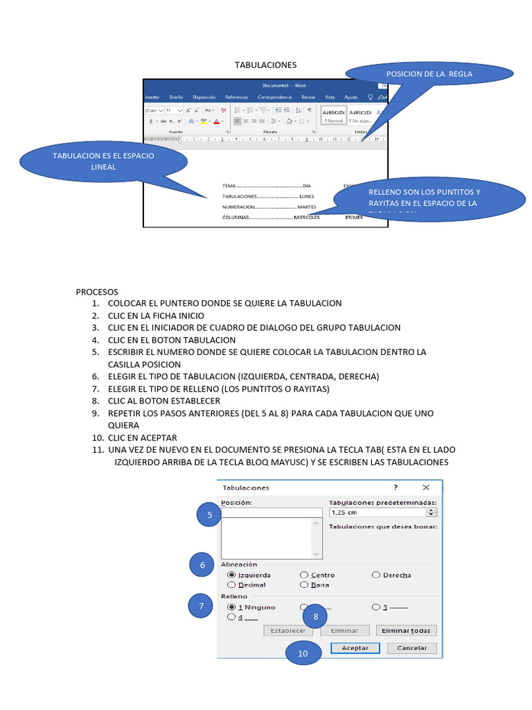 Cómo usar tabulaciones en Word | PDF