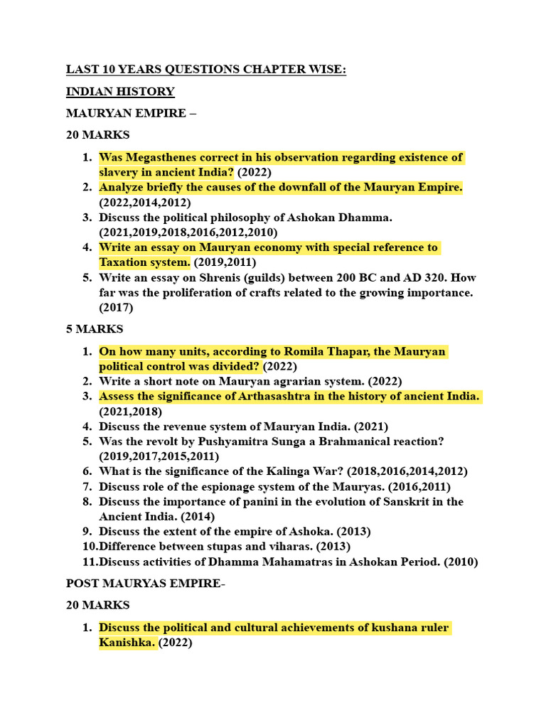 10 YEARS QUESTION PAPER | PDF