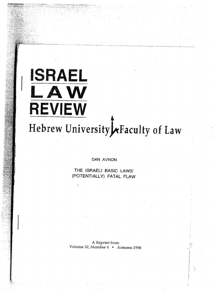 The Israeli Basic Laws (Potentially) Fatal Flaw | PDF
