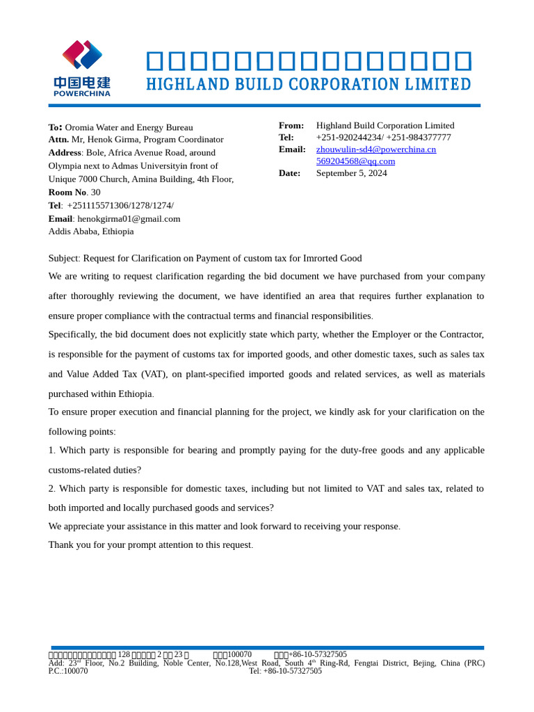Clarification Letter | PDF