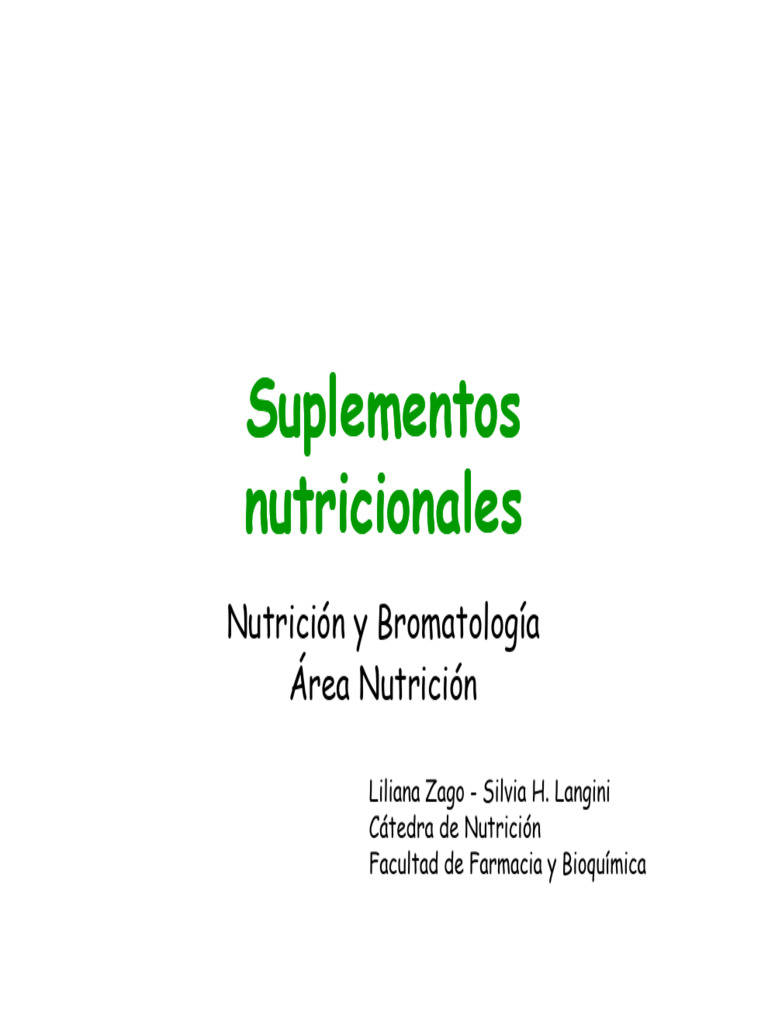 Seminario Suplementos Nutricionales | PDF | Suplementos dietéticos ...