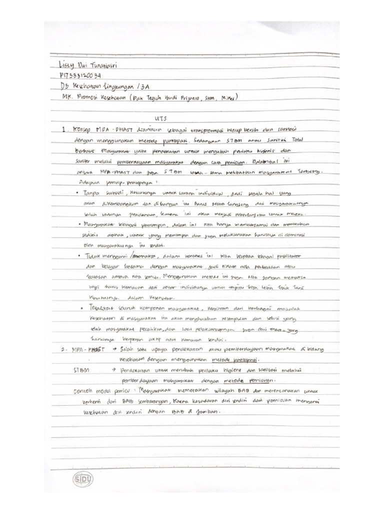 Listy Dwi Yunatiasri_UTS Promkes (Pak Teguh) | PDF