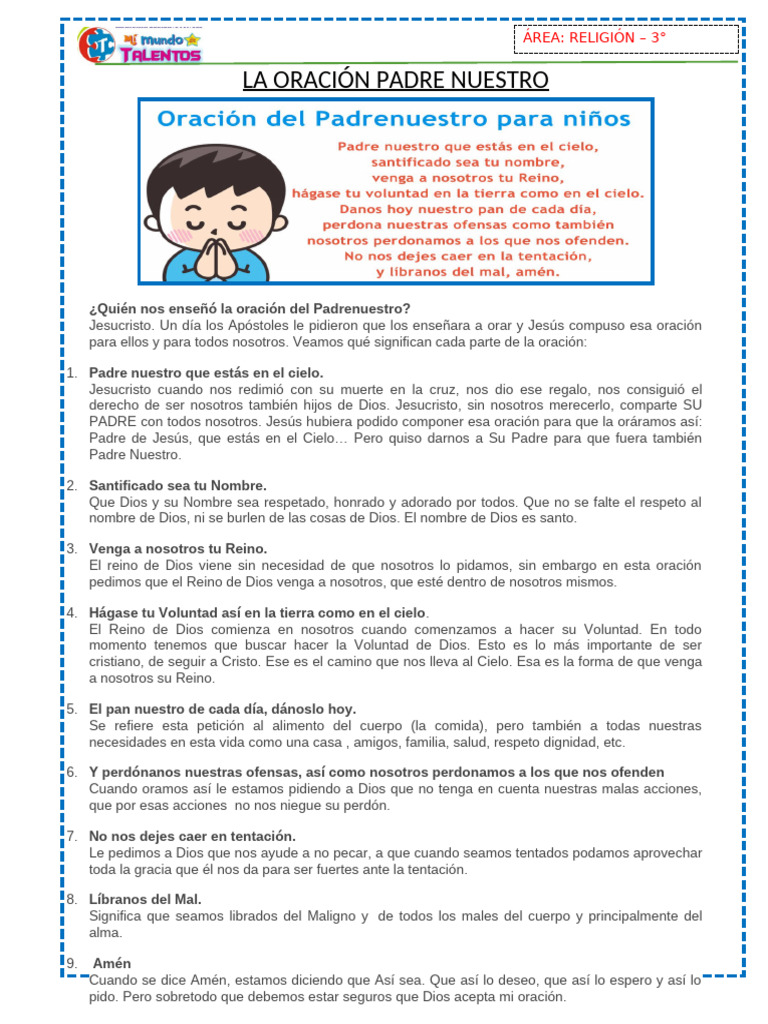Religión - Oracion Padre N.3° | PDF | orador del Señor | Oración