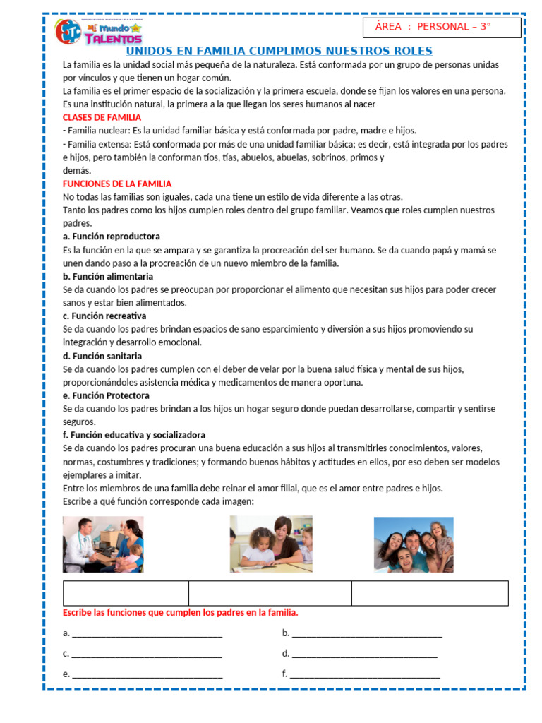 Personal - La Familia Funciones 3° | PDF | Familia | Amor