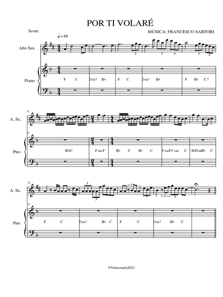 Por Ti Volaré. Juceva-Sax | PDF