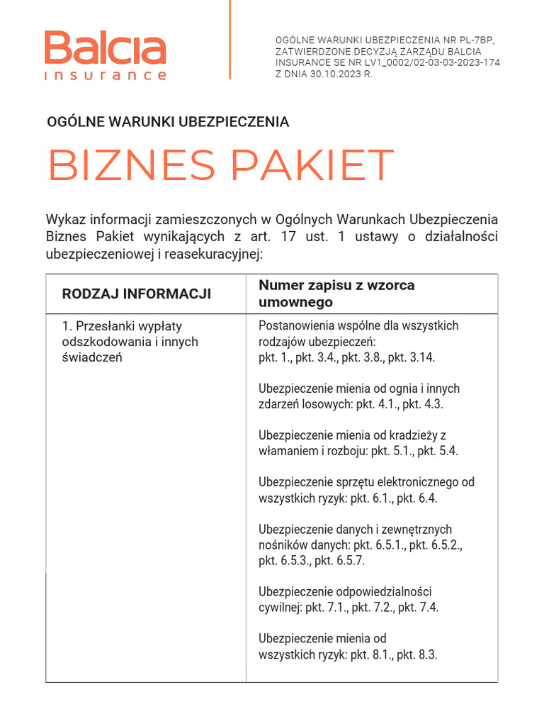 OWU Biznes Pakiet | PDF