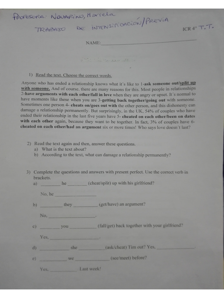 Intensificación 4to ICR | PDF