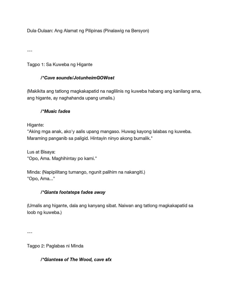 Dula-Dulaan - Ang Alamat NG Pilipinas | PDF