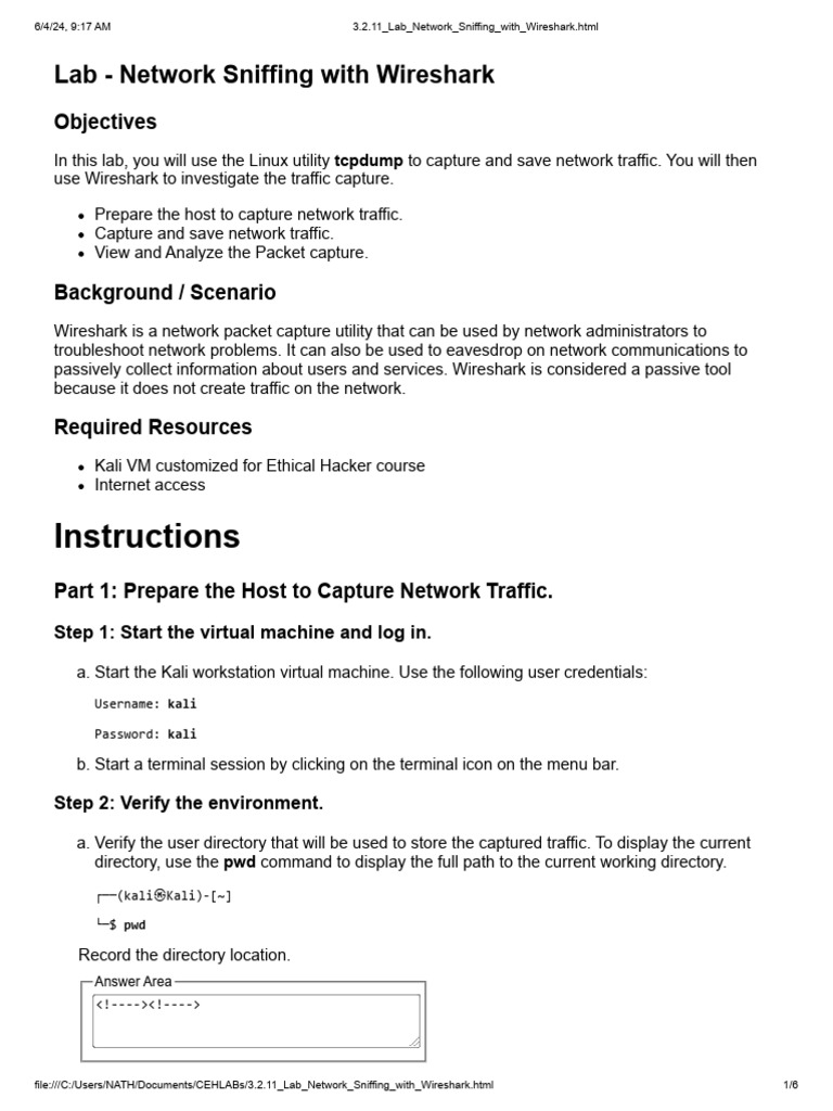 3.2.11 Lab Network Sniffing With Wireshark | PDF | Domain Name System | Http Cookie